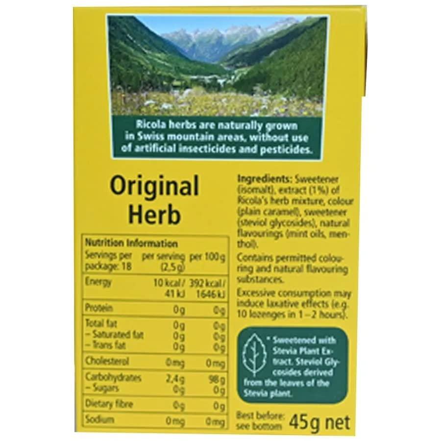 Ricola The Original Sugar Free Mint Candy, 45 g Ricola - NavaFresh ...