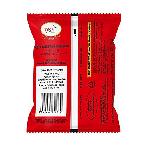 DNV Whole Red Mustard Seed Sarson Rai 100gm, Pack of 4 DNV