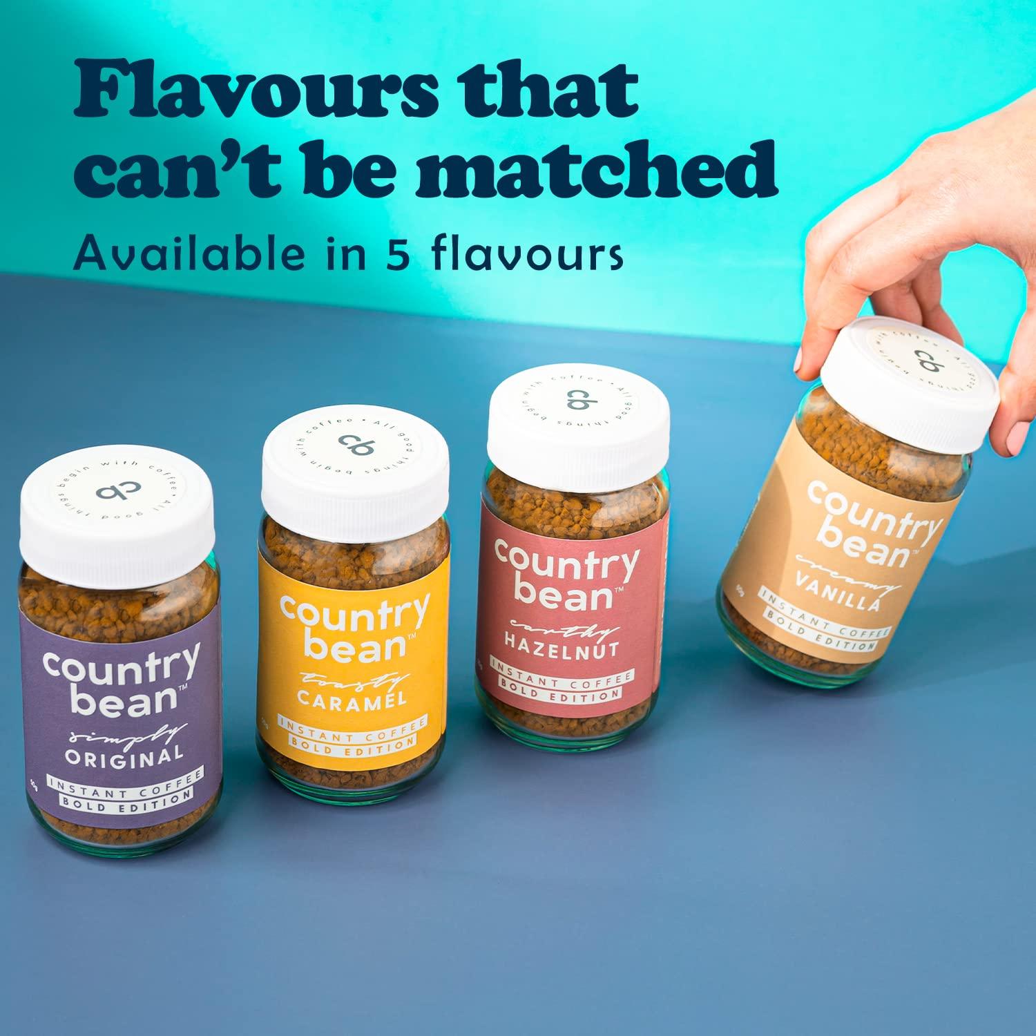 Country Bean Hazelnut Flavoured Instant Coffee Powder, 100 G, Jar