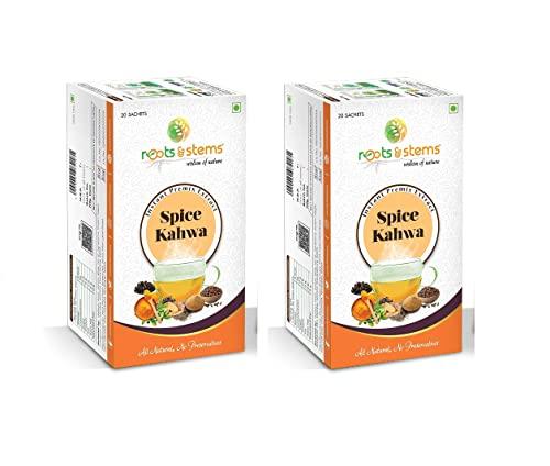roots & stems Spice Kahwa Tea Extracts 60G (3G x 20 Sachets) | Instant Premix Extracts | No ...