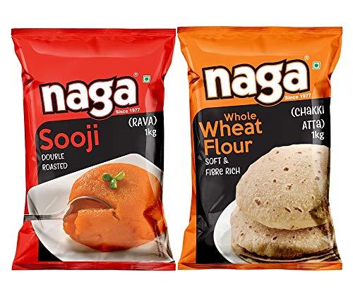 Naga Sooji Special 2KG Combo Pack (Double Roasted Sooji 1KG + Whole ...