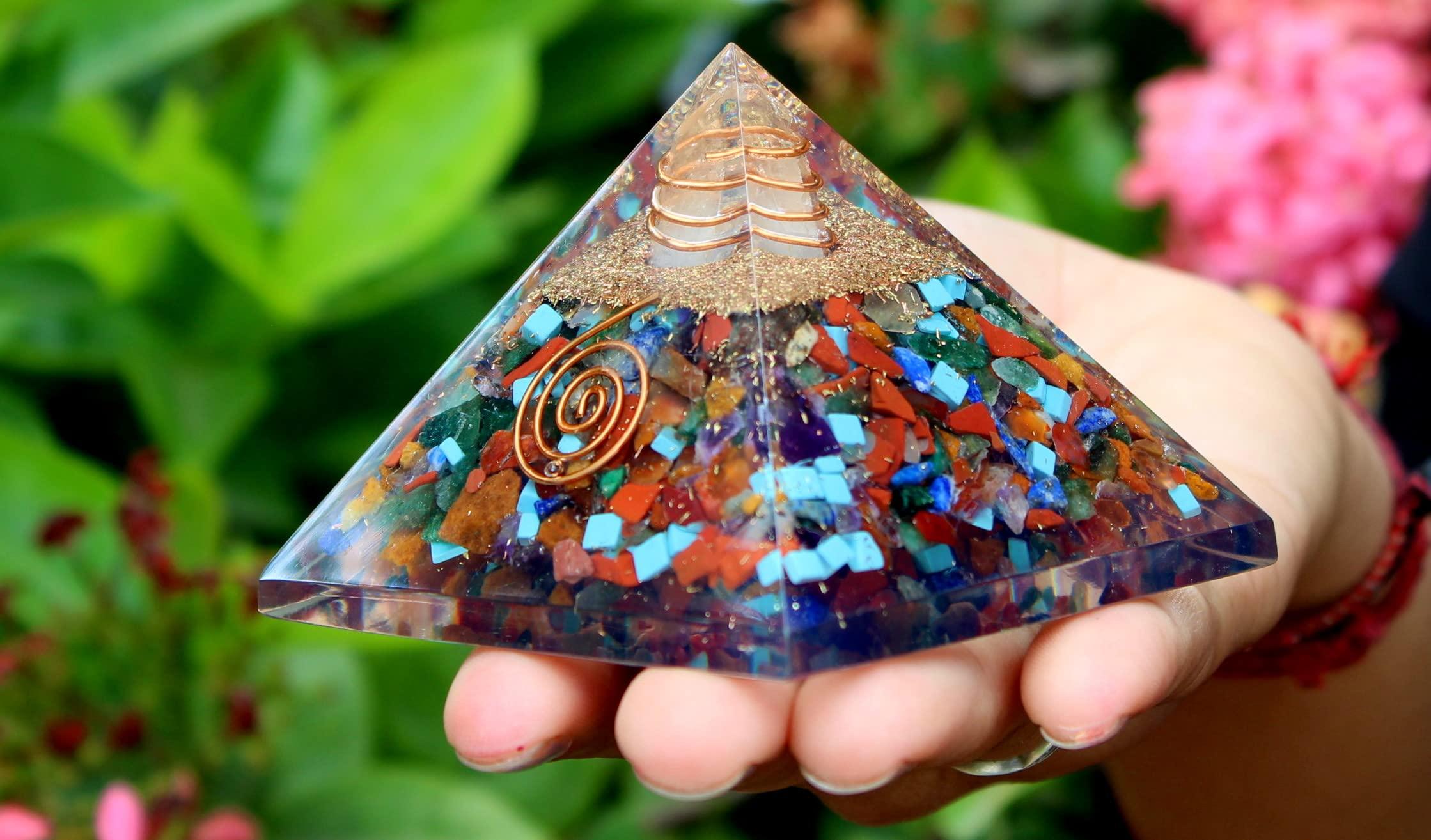 Jet Mix Gemstone Pyramid, Chakra Jet International Crystal